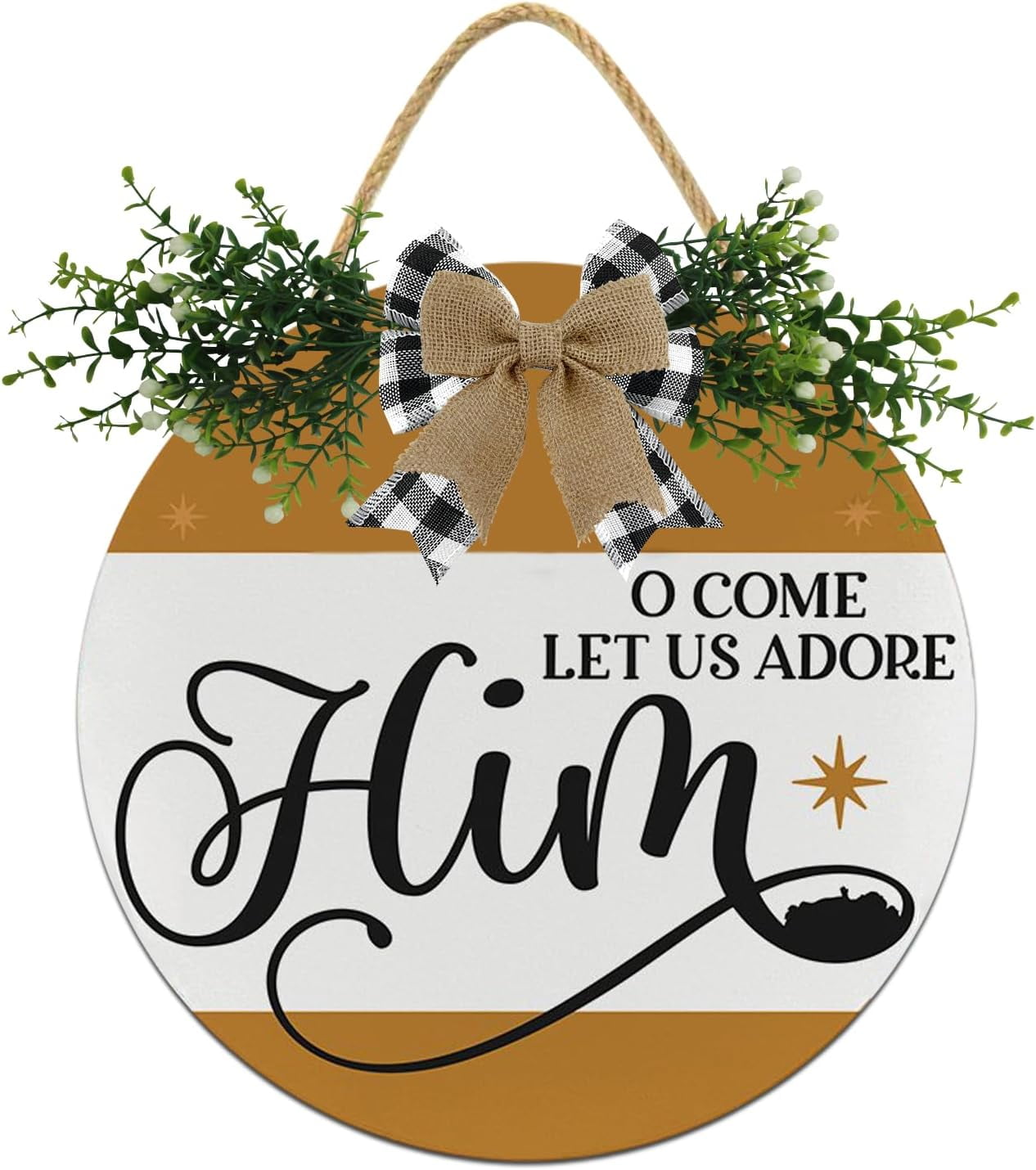 Boylee O Come Let Us Adore Him Decorations Wreath, Wooden Hanging Sign ...