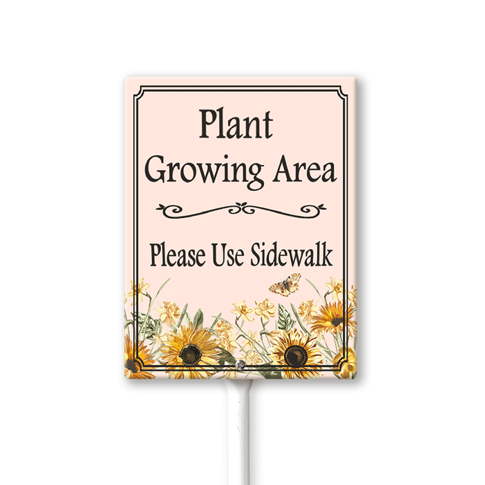 Boylee Plant Growing Area Sign with Stake - 7x8.8 Inch Aluminum Sign ...