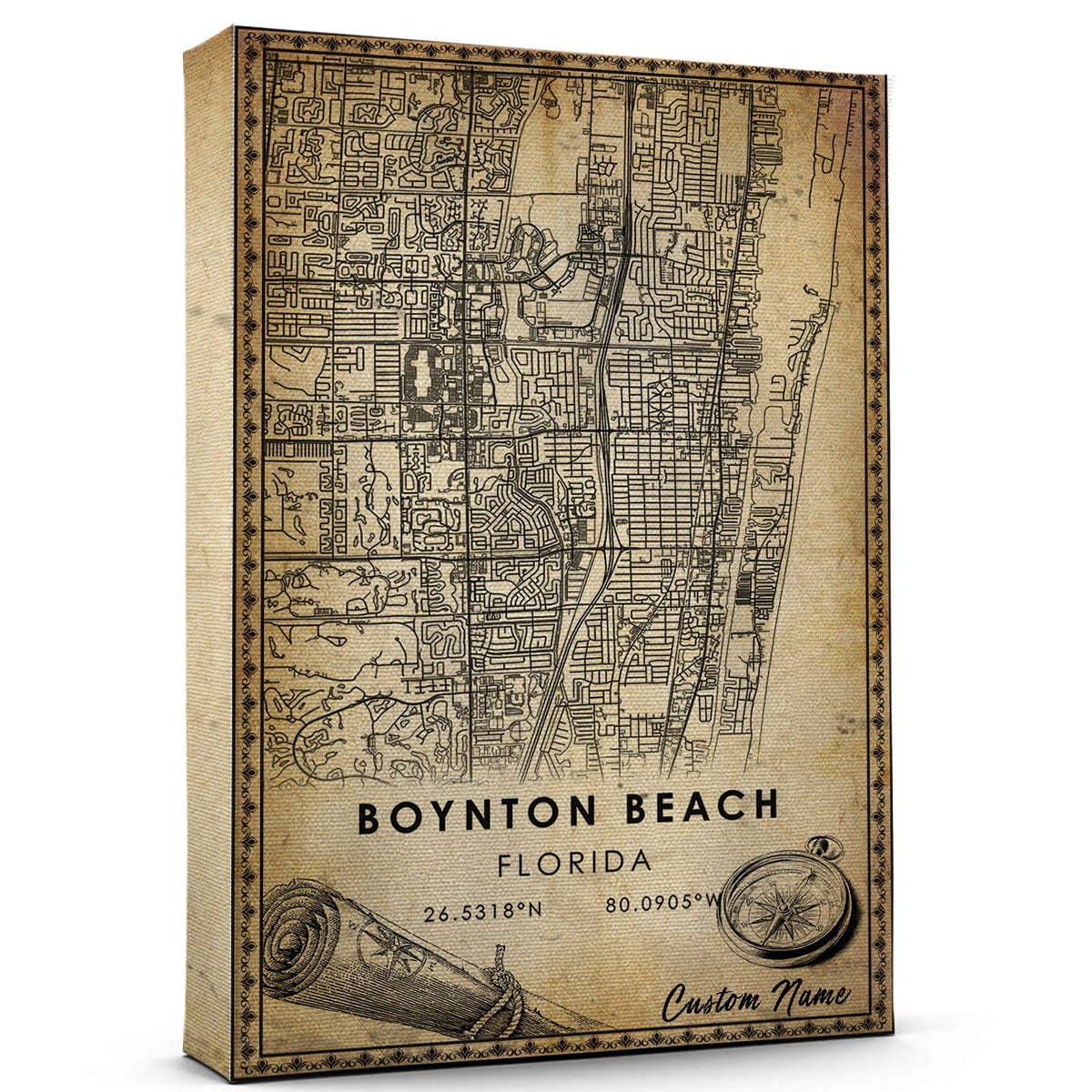 Boynton Beach Map Poster, Florida Map Art Poster, Canvas, Boynton Beach ...