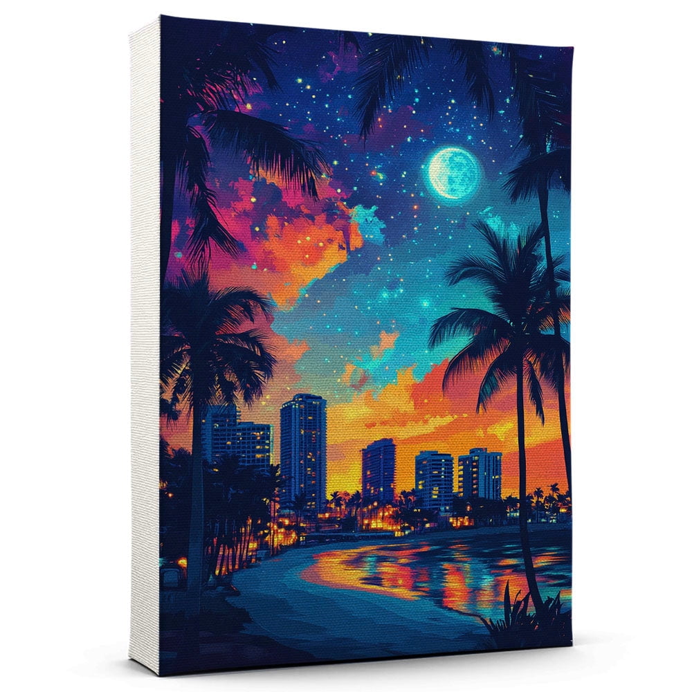 Boynton Beach Travel Canvas Prints, Florida Starry Night Travel decor ...