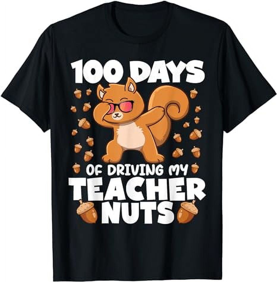 Boys 100 Days of Driving My Teacher Nuts Squirrel School T-Shirt ...