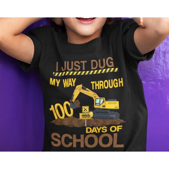 Boys 100 Days of School Shirt Excavator Graphic Tee - Walmart.com
