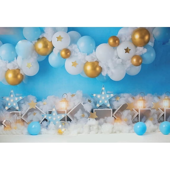 Boys 1st Birthday Party Cake Smash Balloons Kids Portrait ration Photo ...