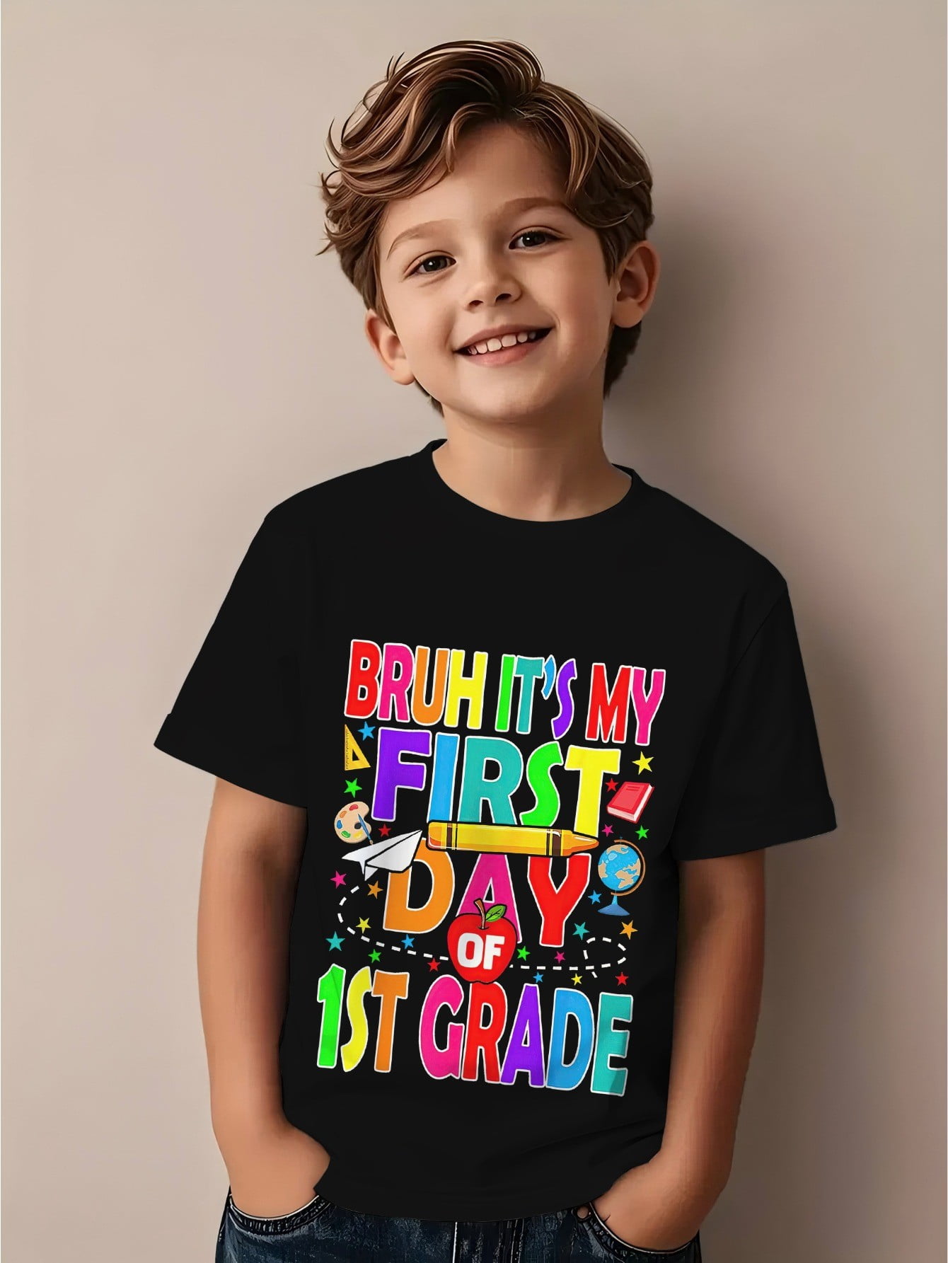 Boys' 1st Grade First Day of School T-Shirt - Vibrant "it'S My First Day of 1st Grade" Graphic ...