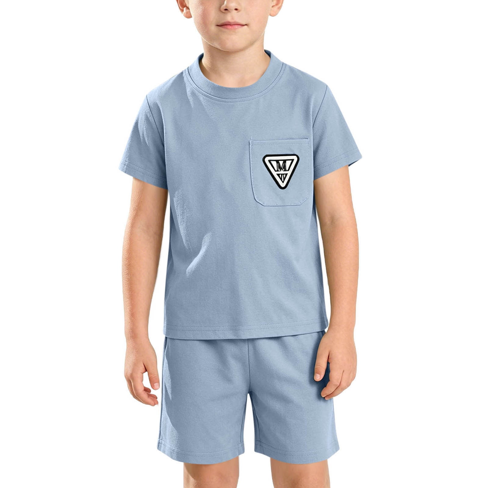 Boys 2-Piece Casual Outfit Set, Short Sleeve T-Shirt & Shorts with ...