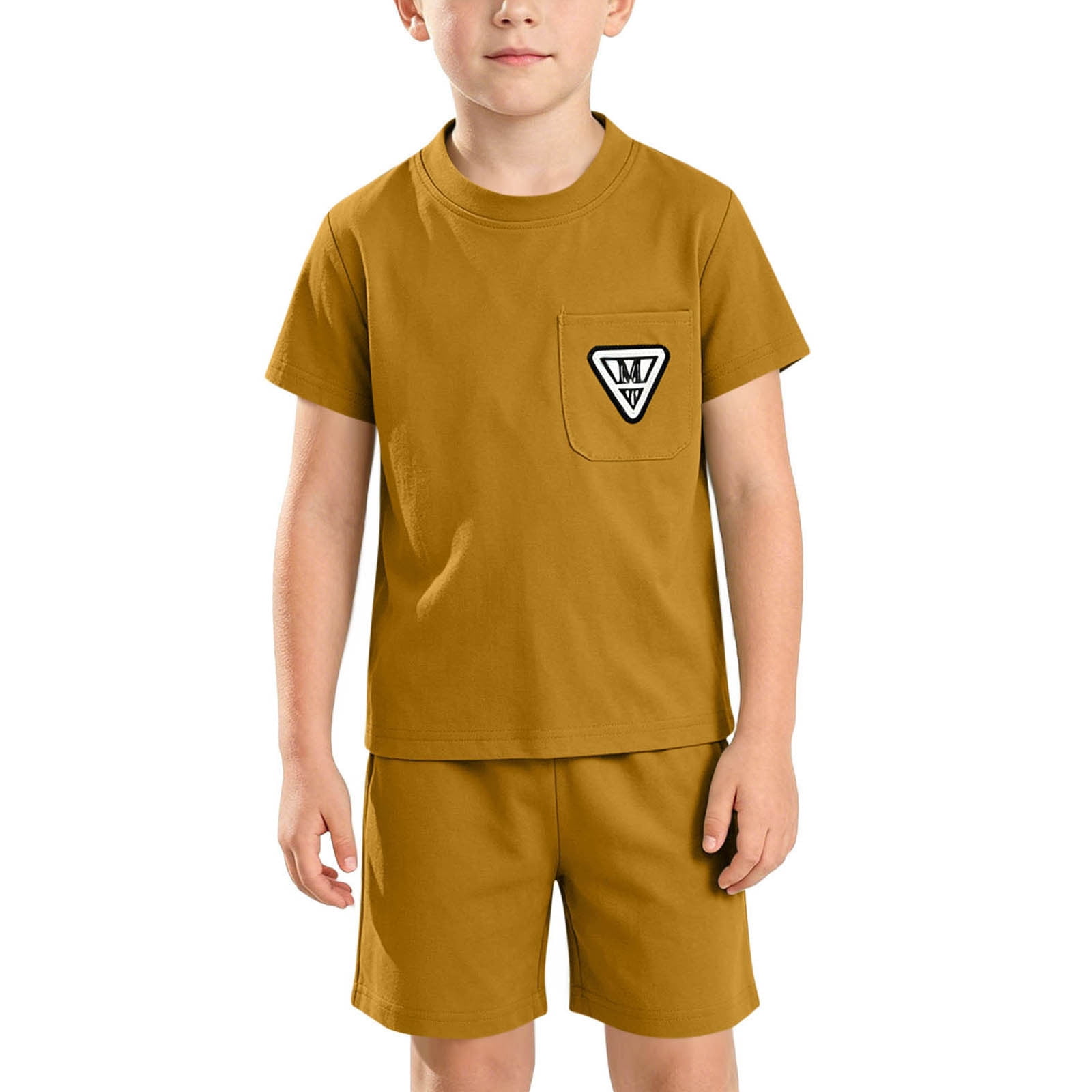 Boys 2-Piece Casual Outfit Set, Short Sleeve T-Shirt & Shorts with ...