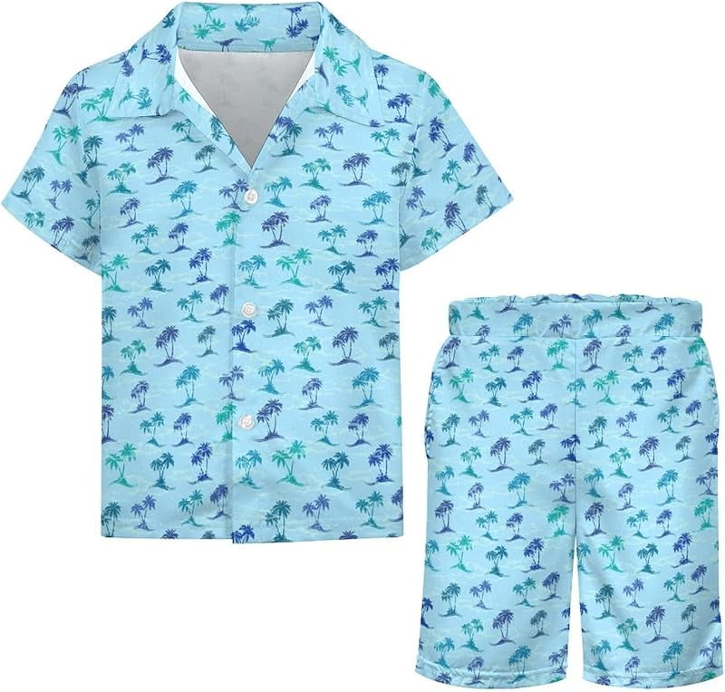 Boys 2 Piece Outfits Hawaiian Button Down Shirts and Shorts Sets ...