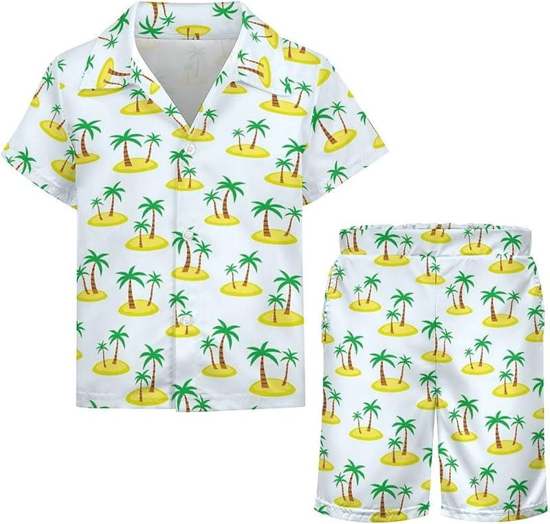 Boys 2 Piece Outfits Hawaiian Button Down Shirts and Shorts Sets Zebra ...