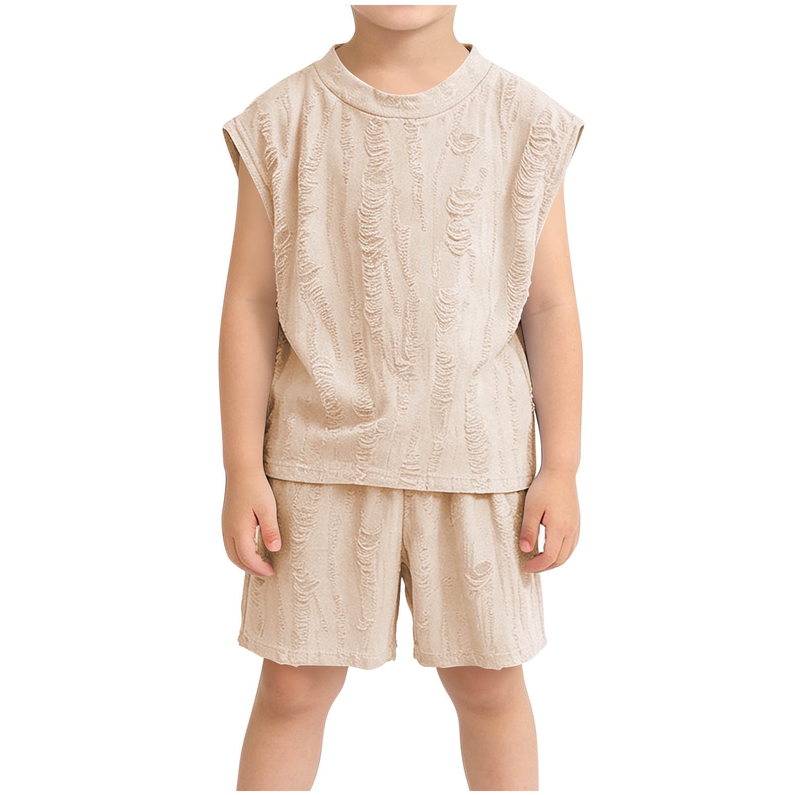 Boys 2 Piece Outfits Ripped Distressed Sleeveless Tank Tops Shorts Set ...