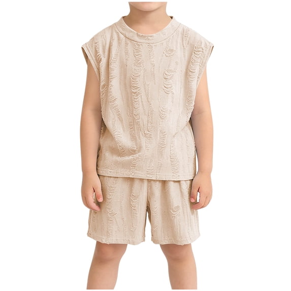 Boys 2 Piece Outfits Ripped Distressed Sleeveless Tank Tops Shorts Set ...