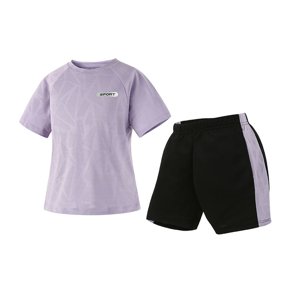 Boys 2-Piece Quick Dry Short Sleeve T-Shirt & Shorts Athletic Set, 4 ...