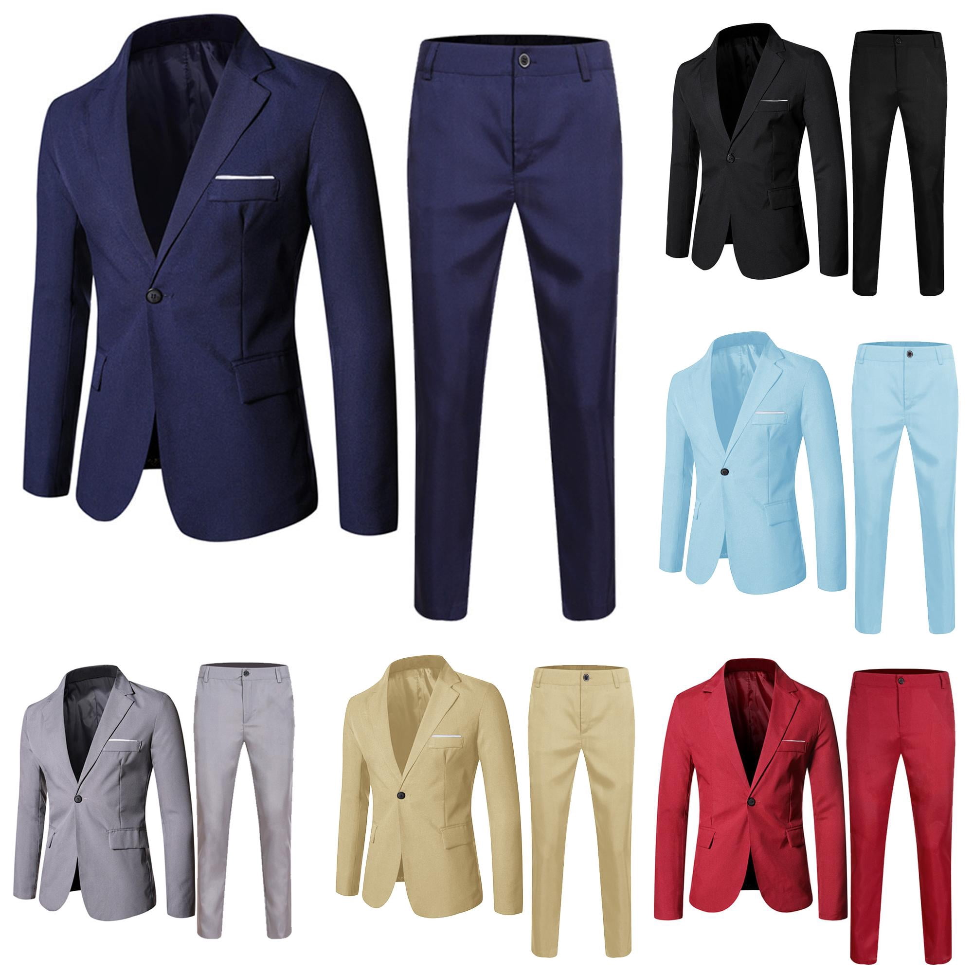 Boys 2-Piece Suit Set, Slim Fit Blazer and Dress Pants Outfits, Long ...