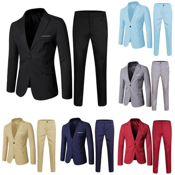 Boys 2-Piece Suit Set, Slim Fit Blazer and Dress Pants Outfits, Long ...