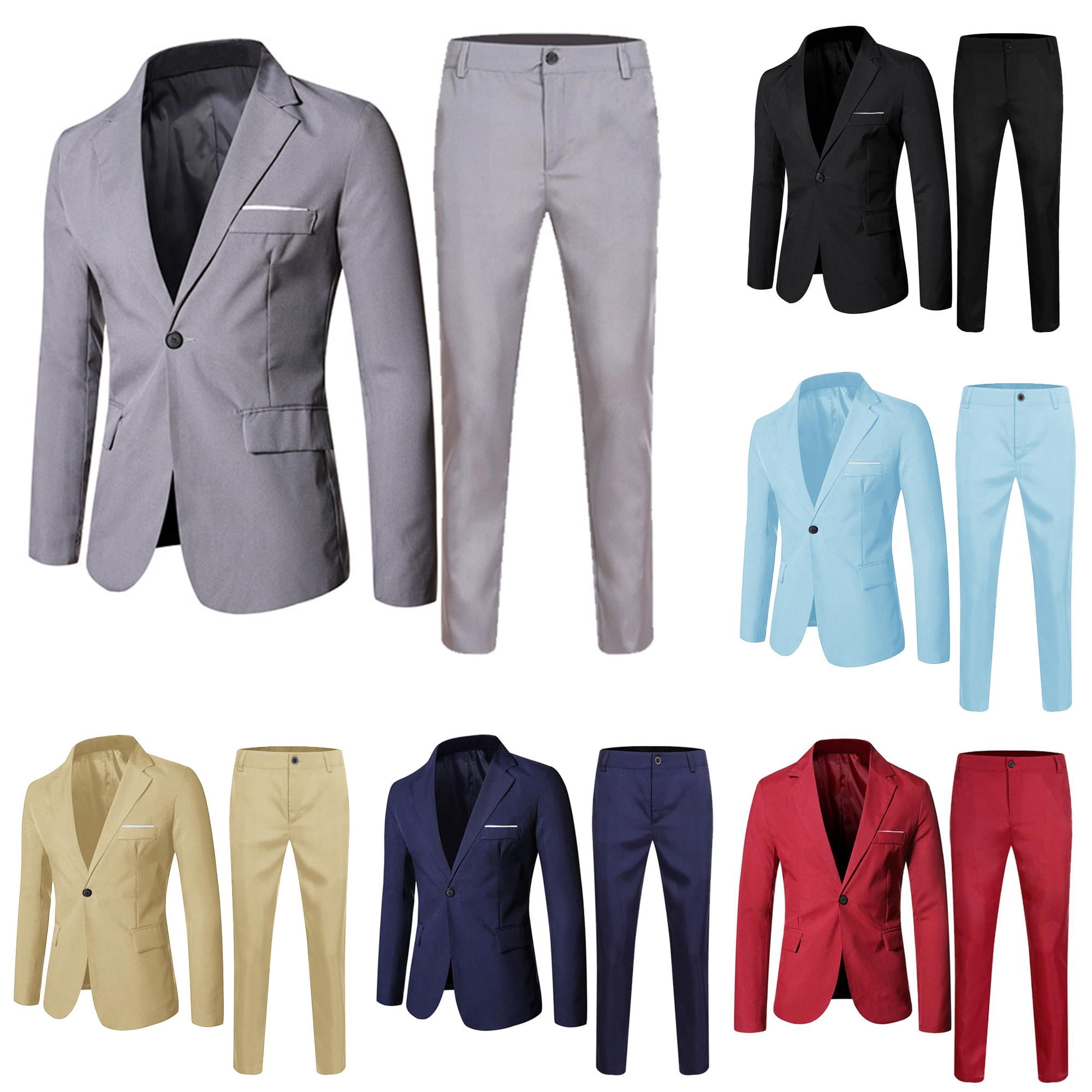 Boys 2-Piece Suit Set, Slim Fit Blazer and Dress Pants Outfits, Long ...