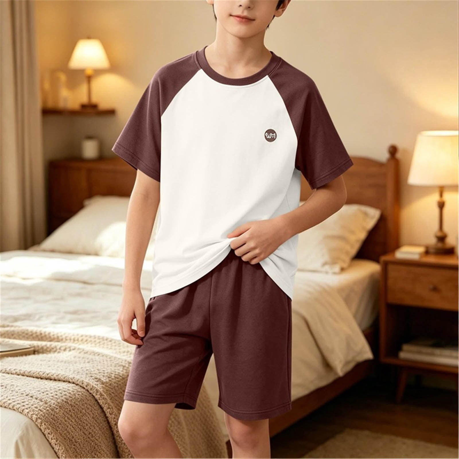 Boys 2-Piece Summer Activewear Set Modal Raglan Tee & Elastic Waist ...