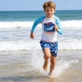 Boys 2 Piece Swimsuit Set UPF Shark Print Long Sleeve Rash Guard Top ...