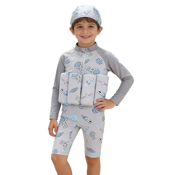 Boys 2 Piece Swimsuit UV 50+ Long Sleeve Graphic Print Rash Guard ...