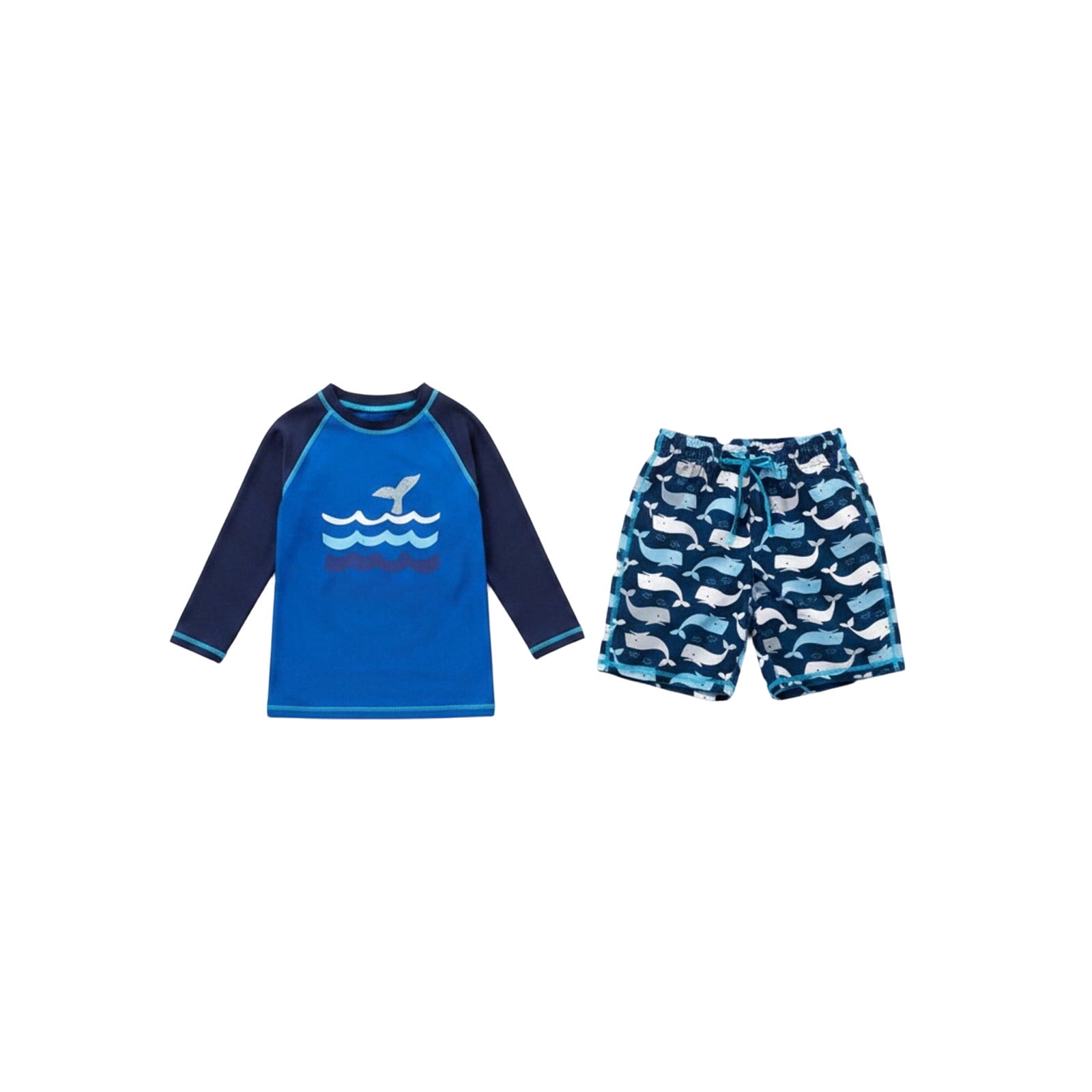 Boys 2 Pieces Rash Guard Sun Protection Long Sleeve Kid Swimsuits Quick ...