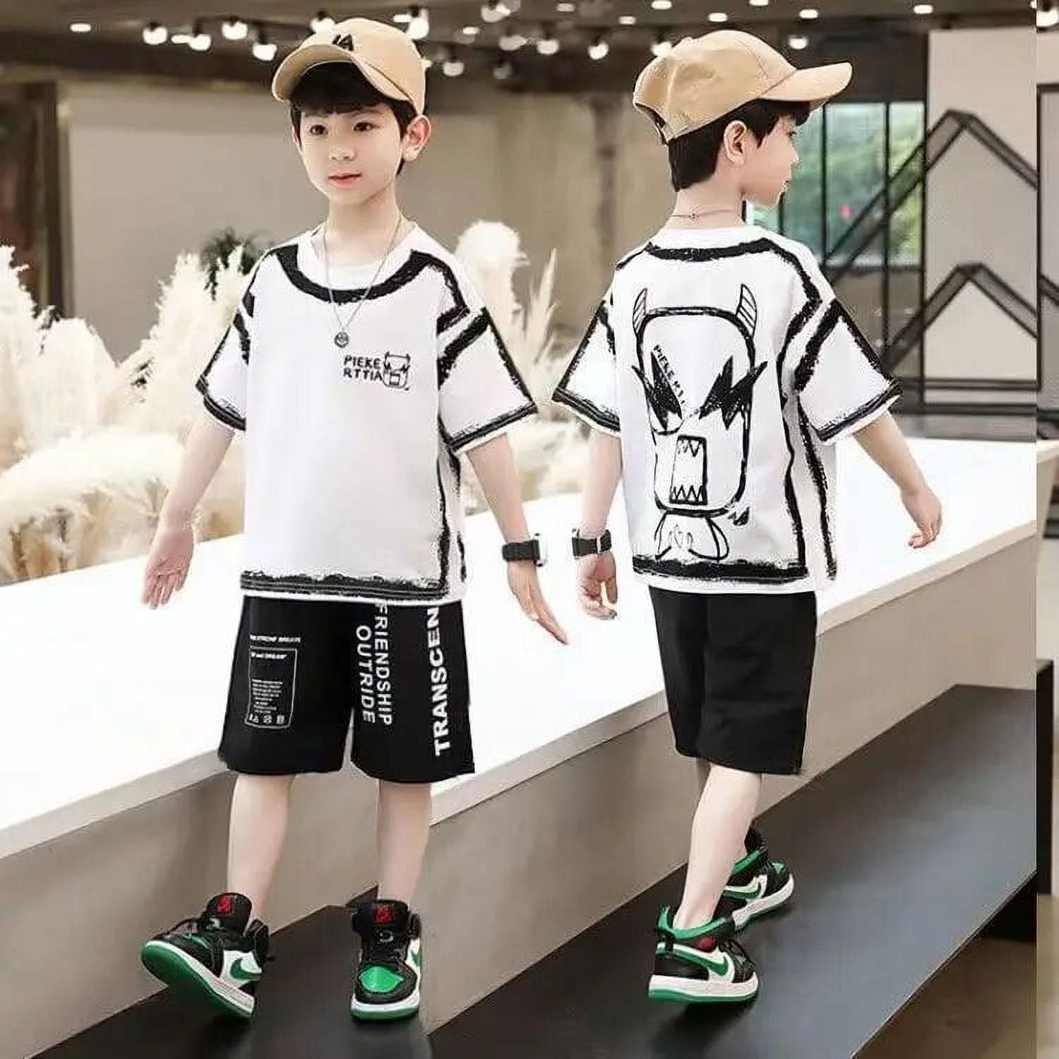 Boys 2023 New Summer Outfits Suit 2-14 Years Boys Cool 2PCS Shorts ...