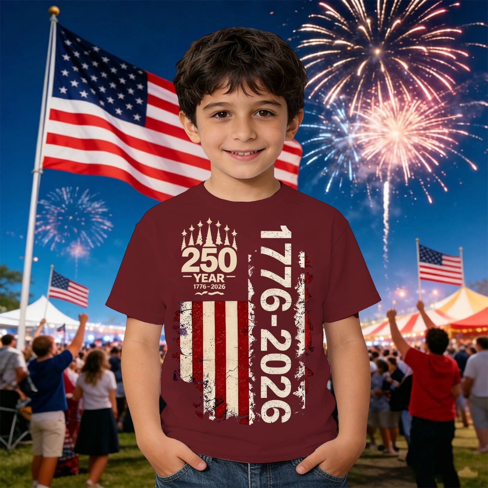 Boys 250 Anniversary USA Shirt 250 Years America Shirt Short Sleeve ...