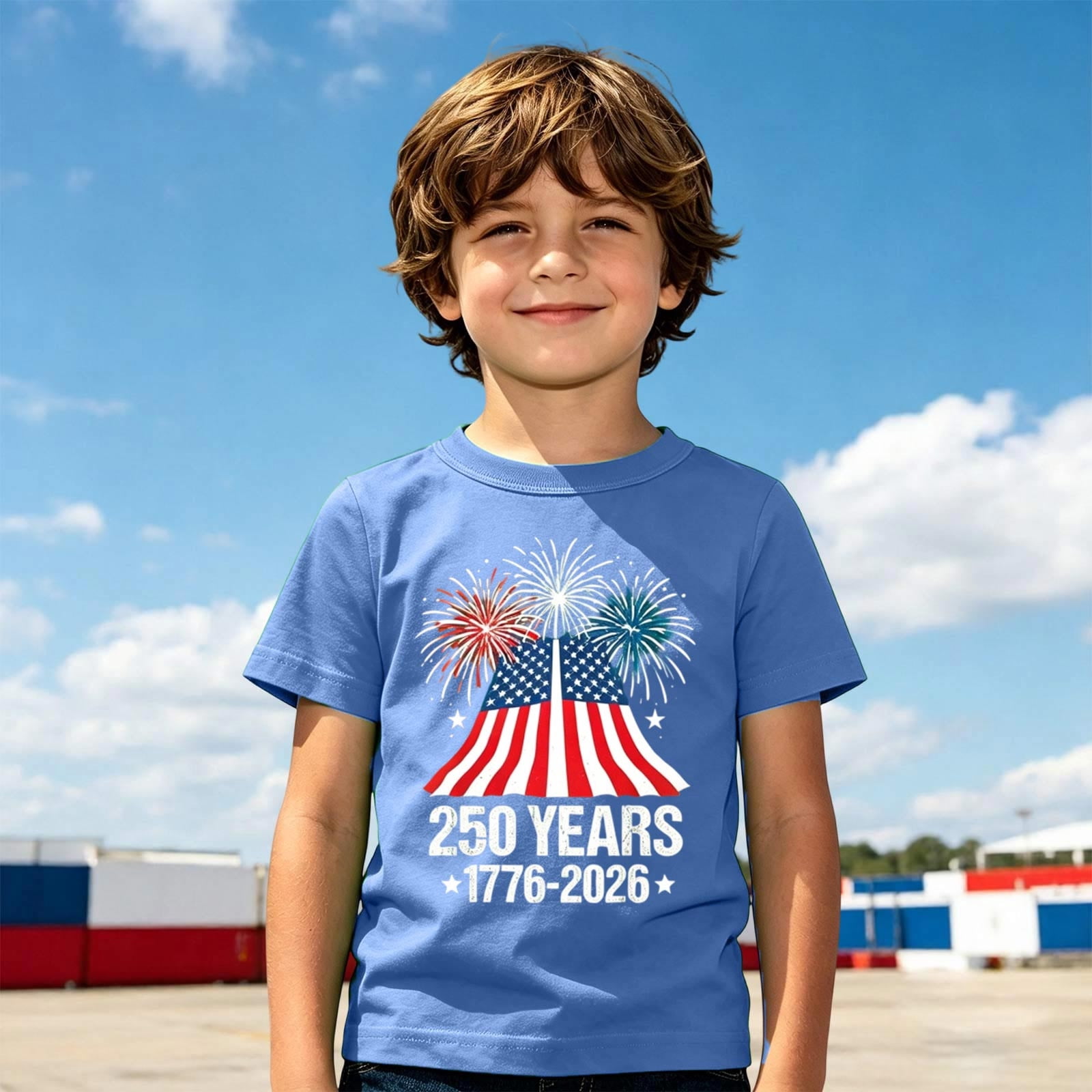 Boys 250 Anniversary USA Shirt 4th of July American Flag Patriotic ...