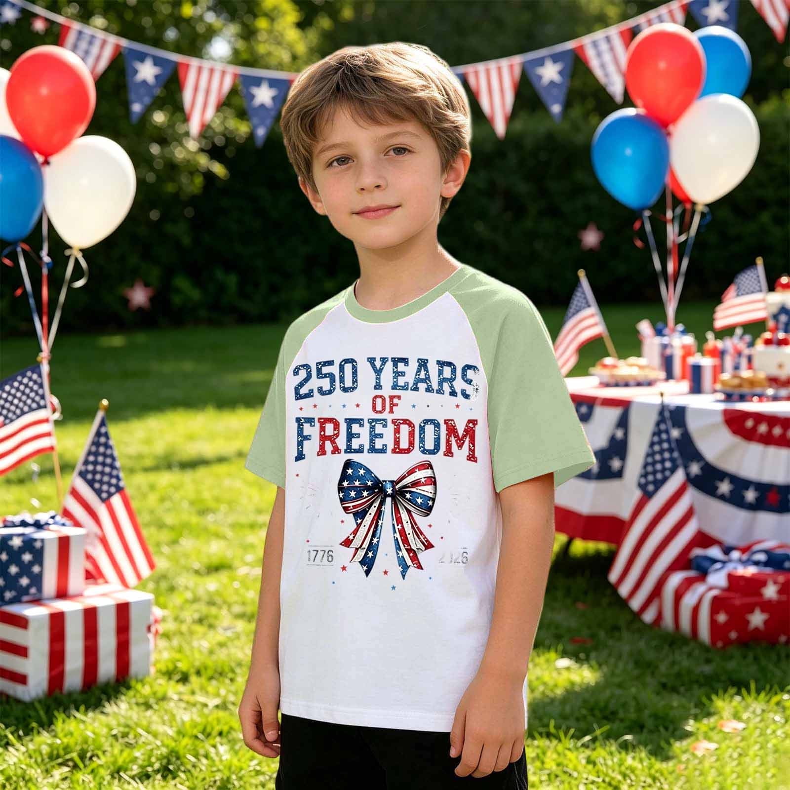 Boys 250 Anniversary USA Shirt Celebration Patriotic Flag 1776-2026 ...