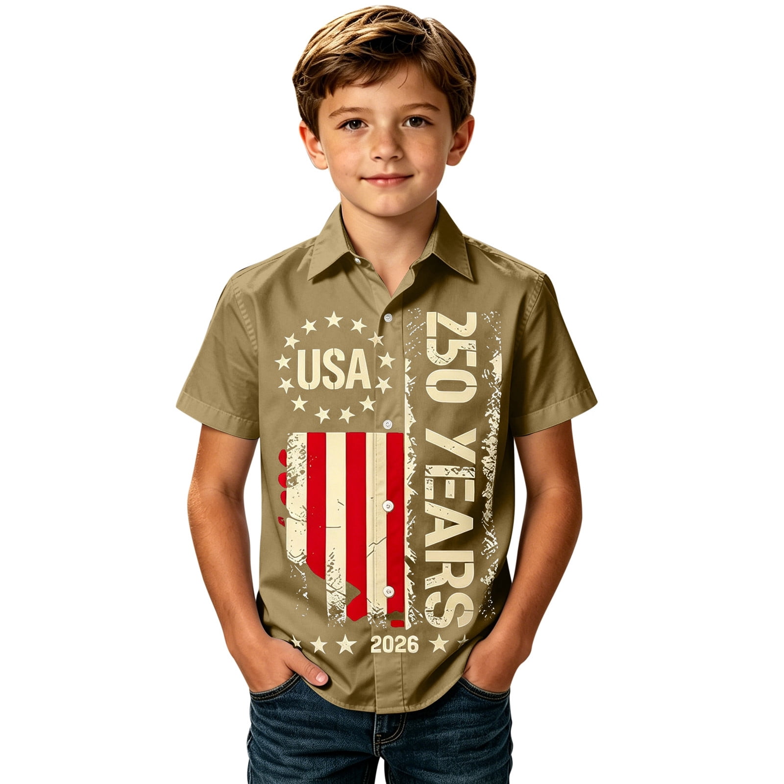 Boys 250th Anniversary Independence Day Short Sleeve Button-Down Shirt ...