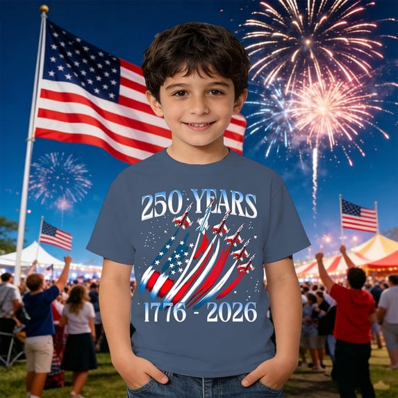Boys' 250th Anniversary Patriotic T-Shirt – Independence Day Graphic ...