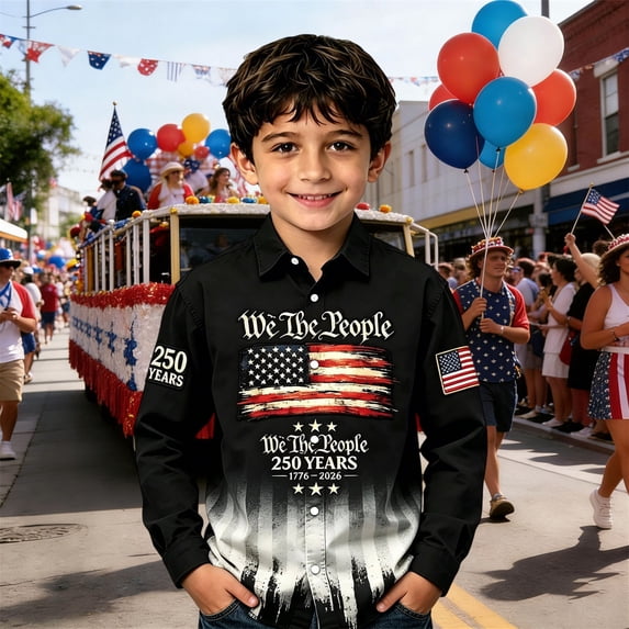 Boys 250th Independence Print T Shirts Short Sleeve Crew Neck Black ...