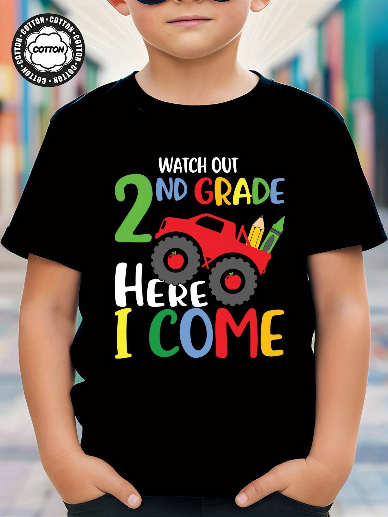 Boys' 2nd Grade Monster Truck Graphic T-Shirt – Lightweight ...