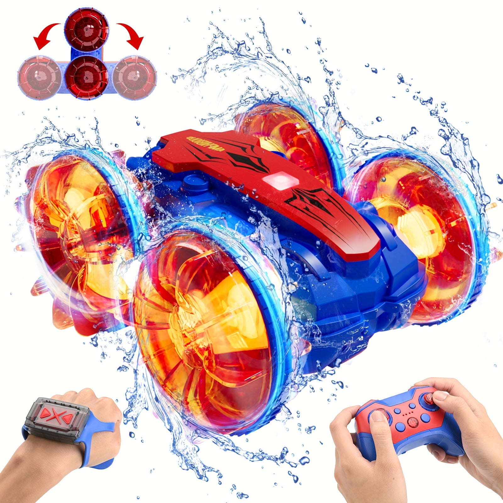 Boys 3-12 Years Old 2.4GHz Gesture Sensing Amphibious RC Vehicle - 360° Stunt Rotation, Land Off ...