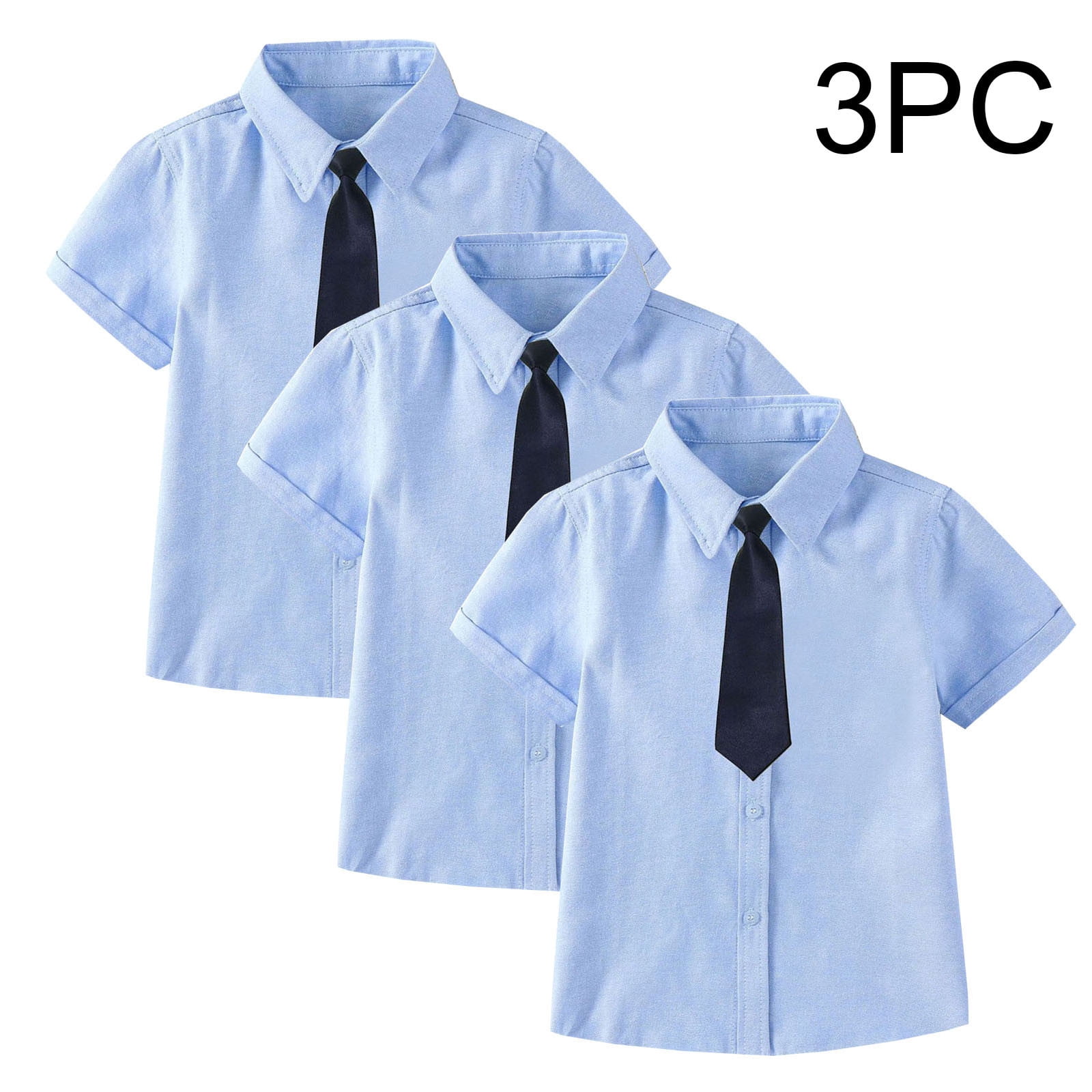 Boys 3 Pack Formal Clothes Short Sleeve Button Down Dress Shirt Top ...