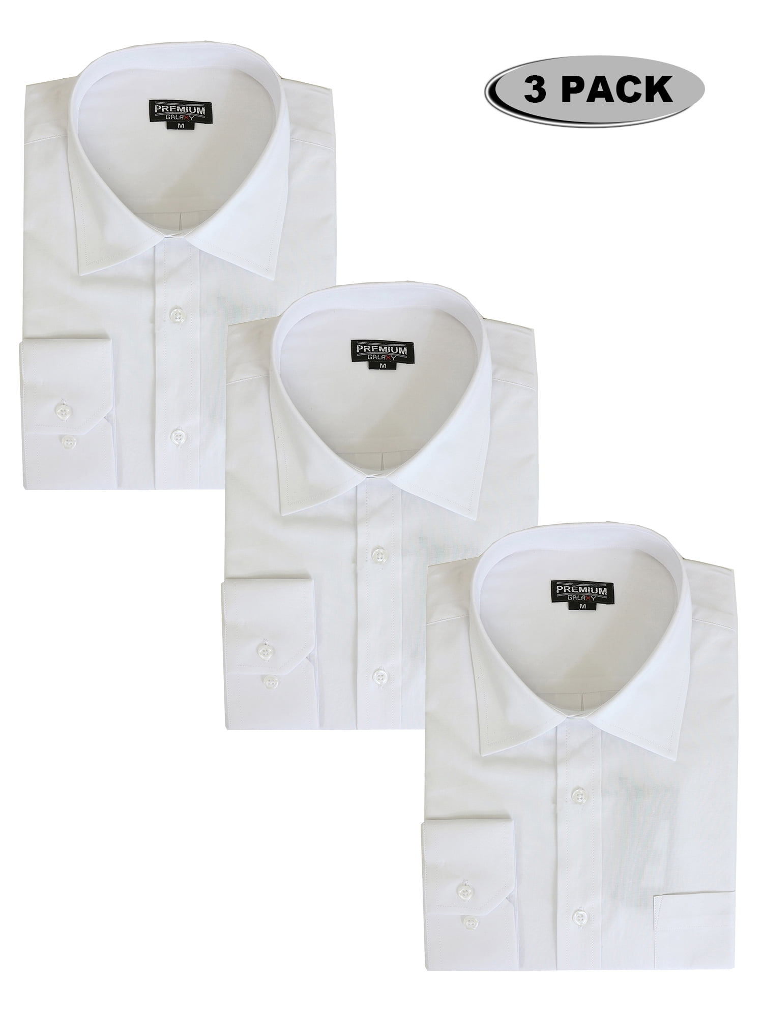 Boys 3-Pack Long Sleeve Casual Dress School Uniform Shirts (Big Boys ...