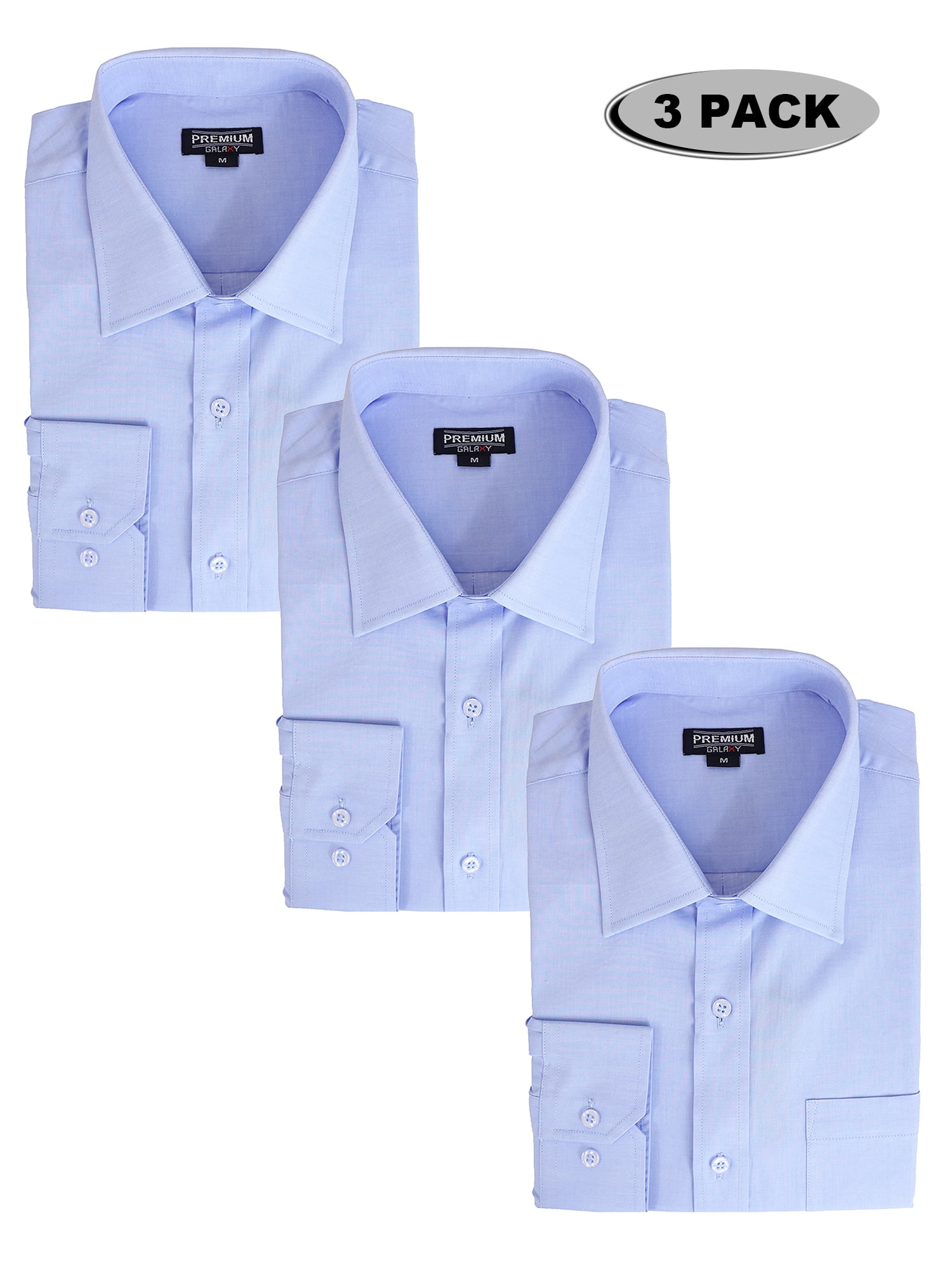 Boys 3-Pack Long Sleeve Casual Dress School Uniform Shirts (Big Boys ...
