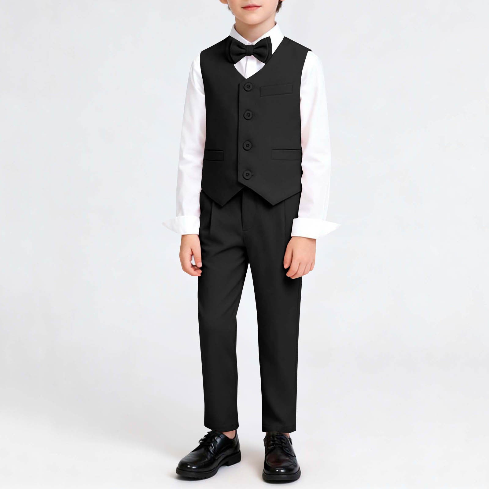 Boys 3 Piece Suit Set Formal Wedding Outfit with Bow Tie Kids Dressy ...