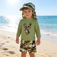Boys 3 Piece Swimsuit Set Cartoon Print Long Sleeve Rash Guard Top with ...