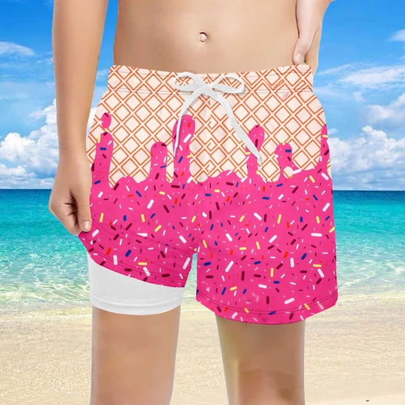 Boys 3 Piece Swimsuit Set Cartoon Style Short Sleeve Top Loose Shorts ...