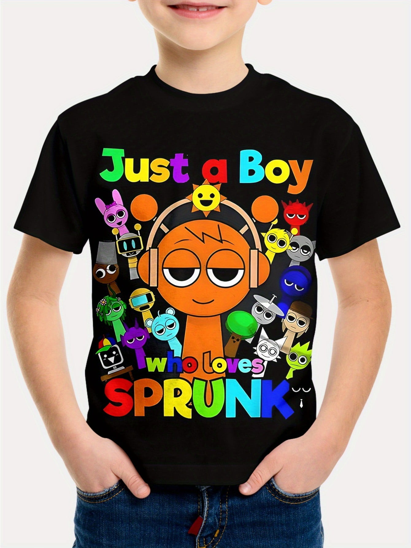 Boys' 3D Print Casual Crew-Neck T-Shirt – Vibrant "JUST A BOY WHO LOVES ...