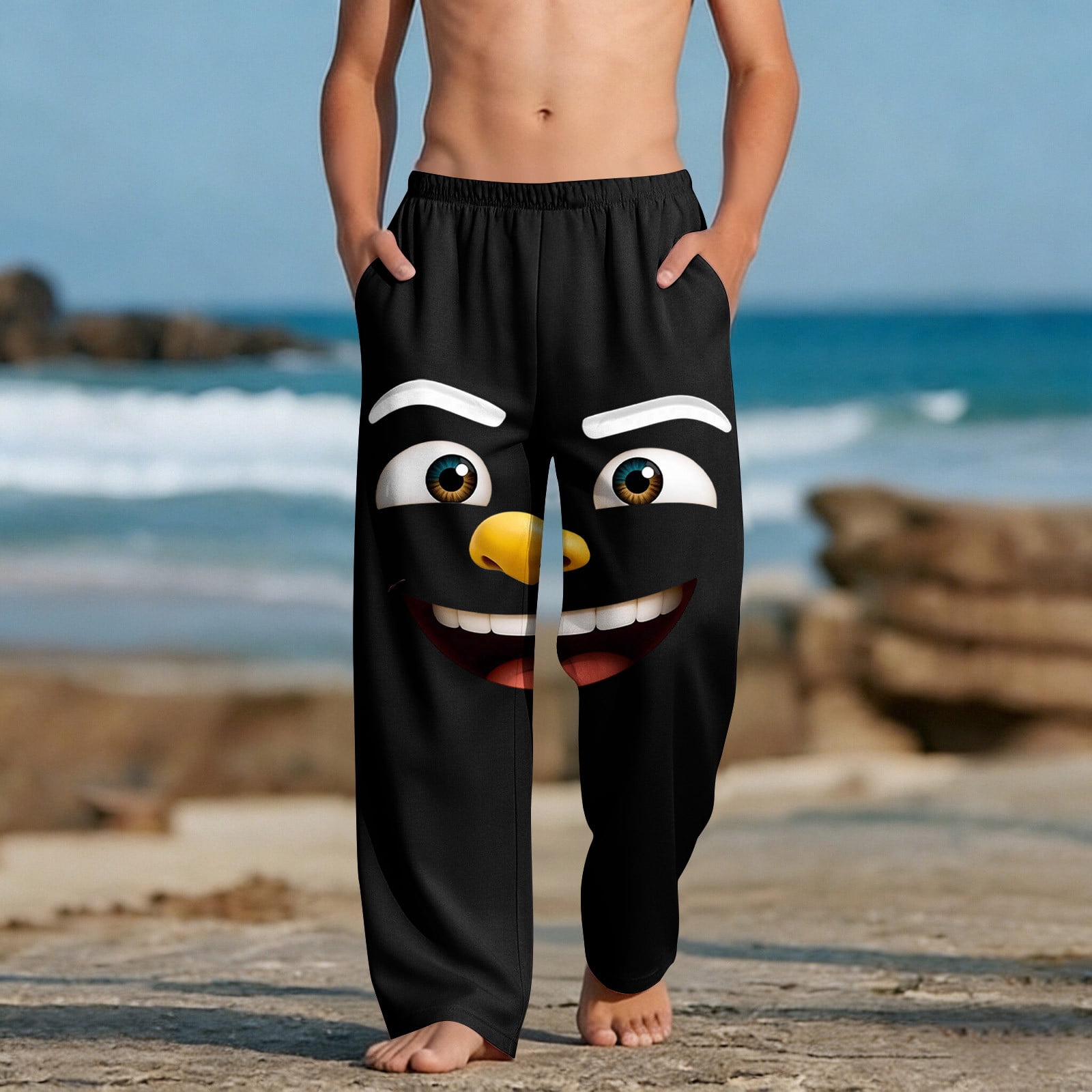 Boys 3D Smiley Face Pants Funny Graphic Beach Pjs Sweatpants with ...