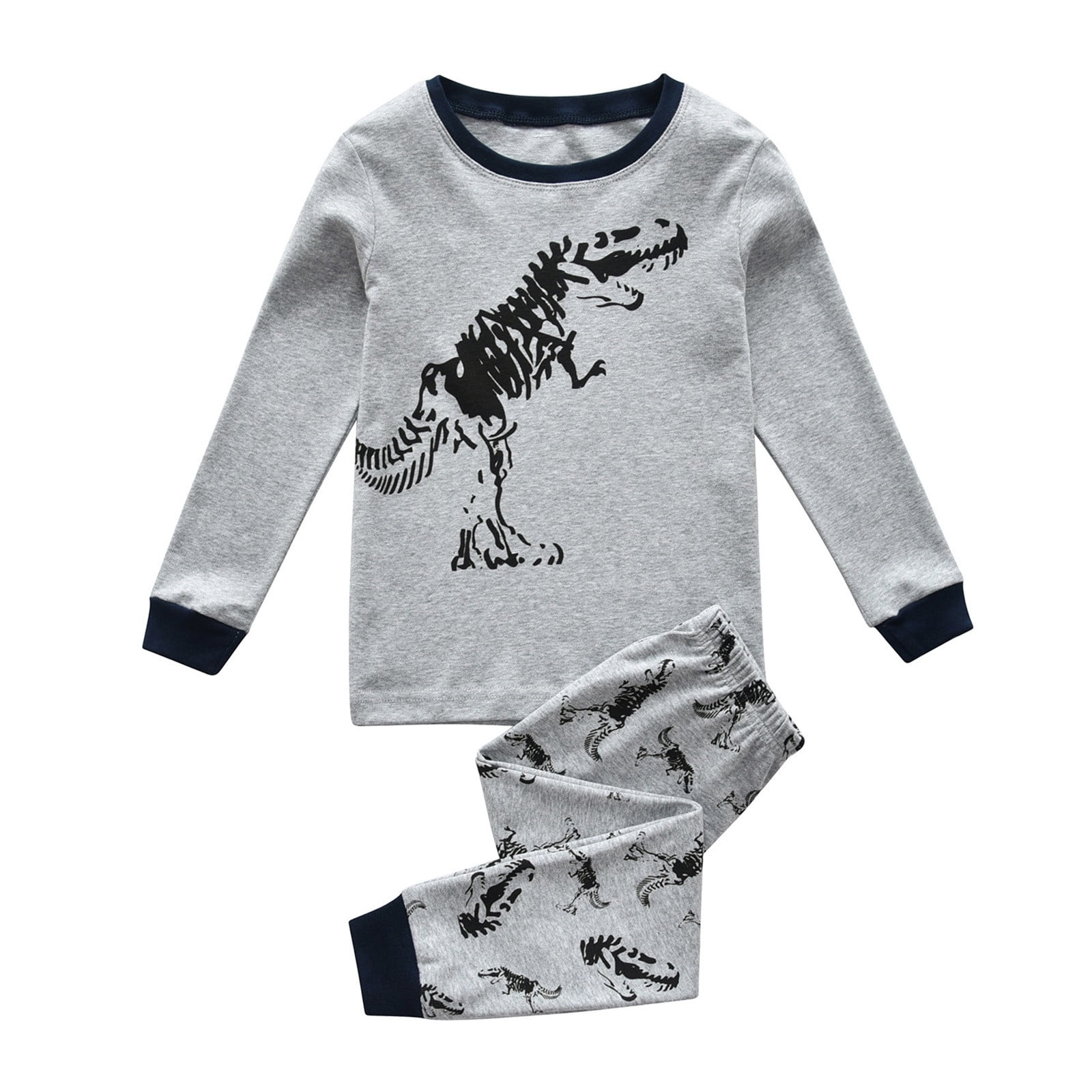 Kids Pajamas Boys Cartoon Cute Print Cotton Long Sleeve Top Trousers Round Neck Casual Sleepwear ...