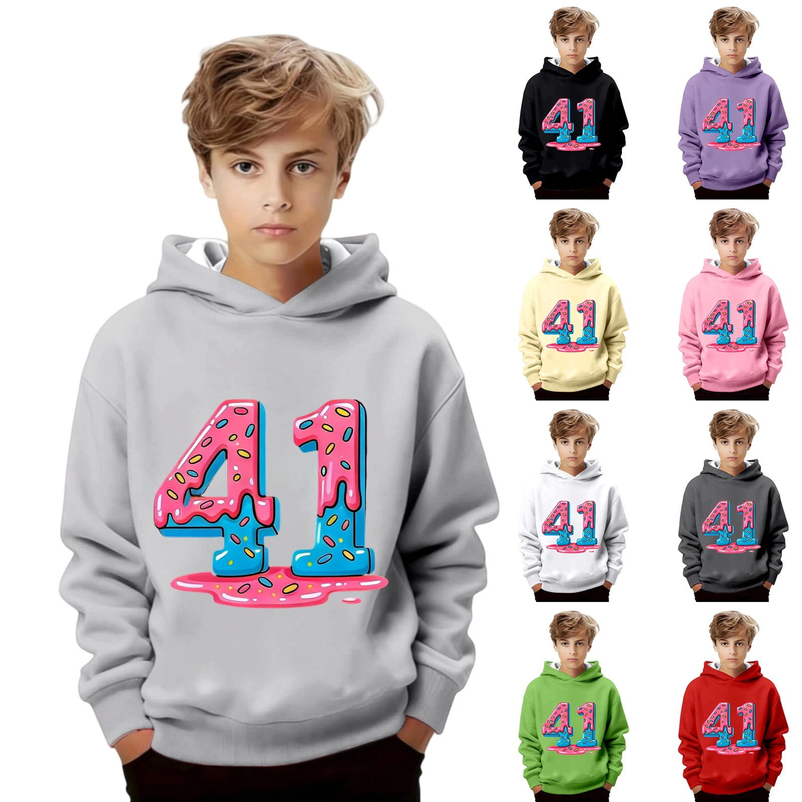 Boys 4 1 Hoodies Graphic Sweatshirts Soft Pullover Hooded Jacket For ...