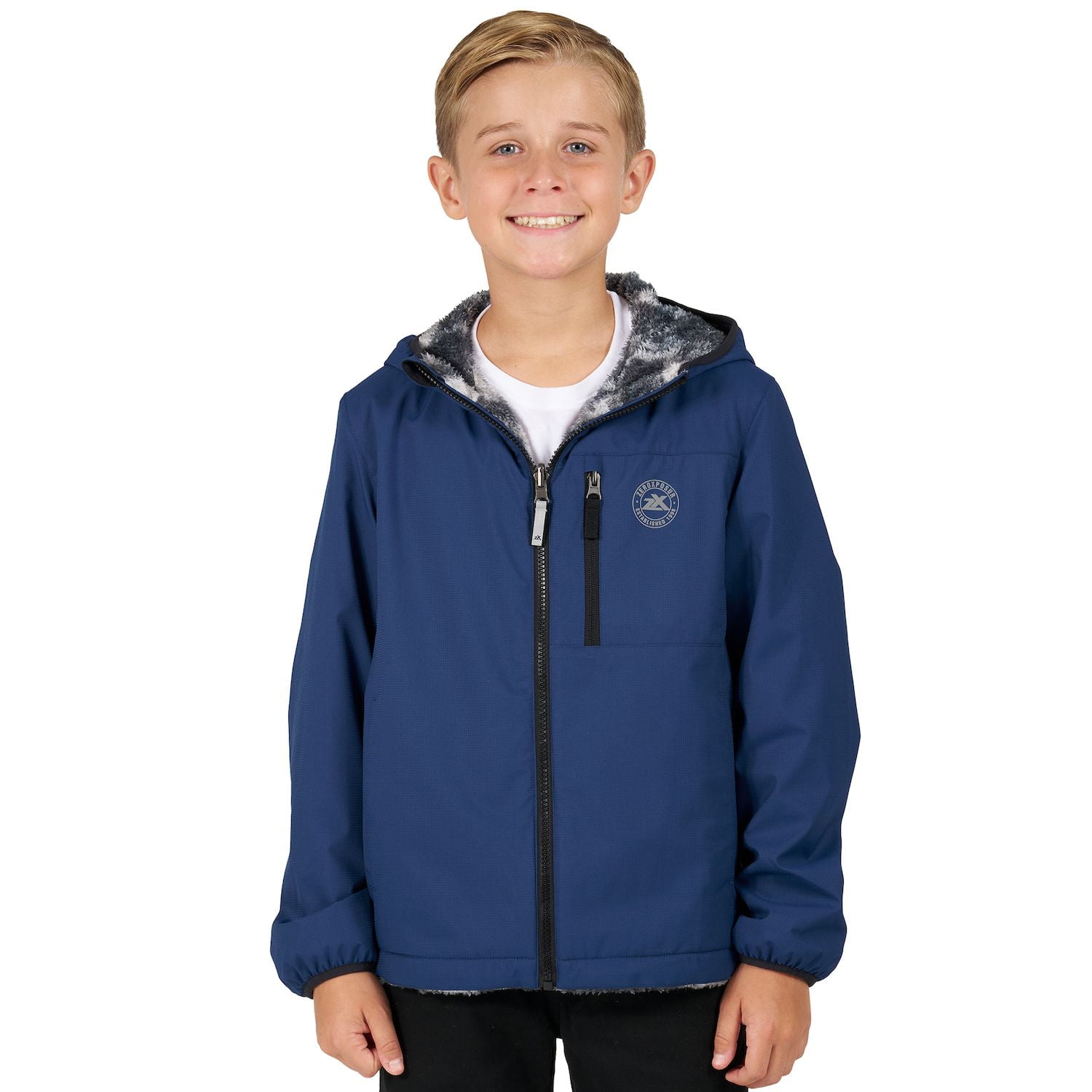 Boys 4-20 ZeroXposur Fuzzy Reversible Jacket Color: Space Size: XL (14/ ...