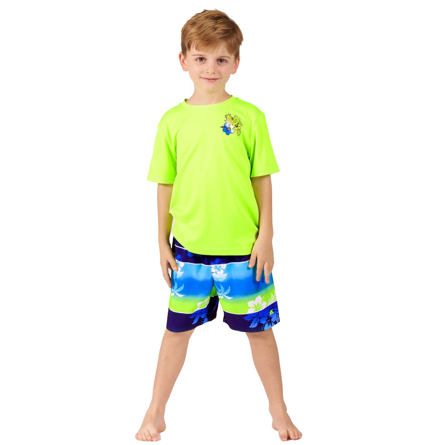 Boys 4-20 ZeroXposur Marine Sun Top & Swim Trunks Set Color: Neon Lime ...