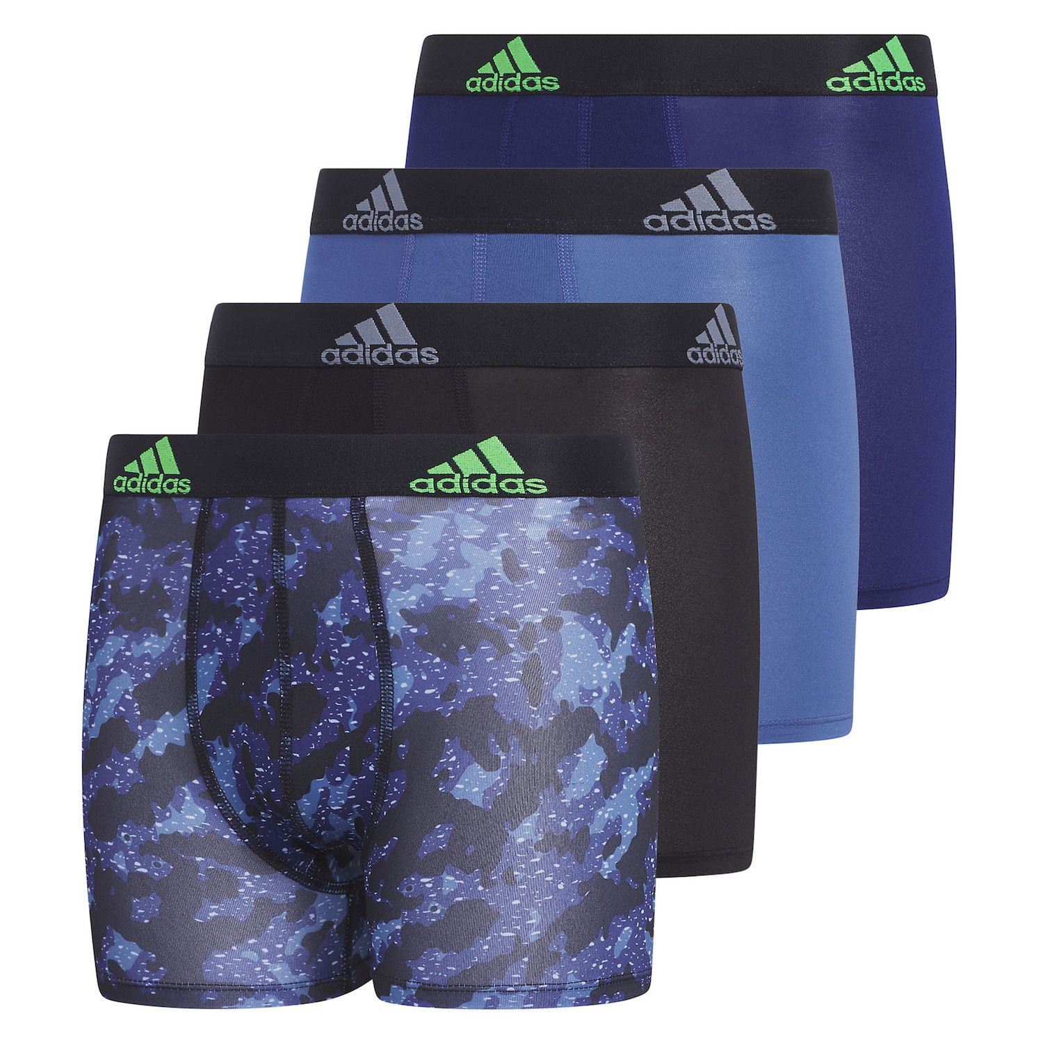 Boys 4-20 adidas Performance 4-Pack Boxer Briefs Color: Camo Black Blue ...