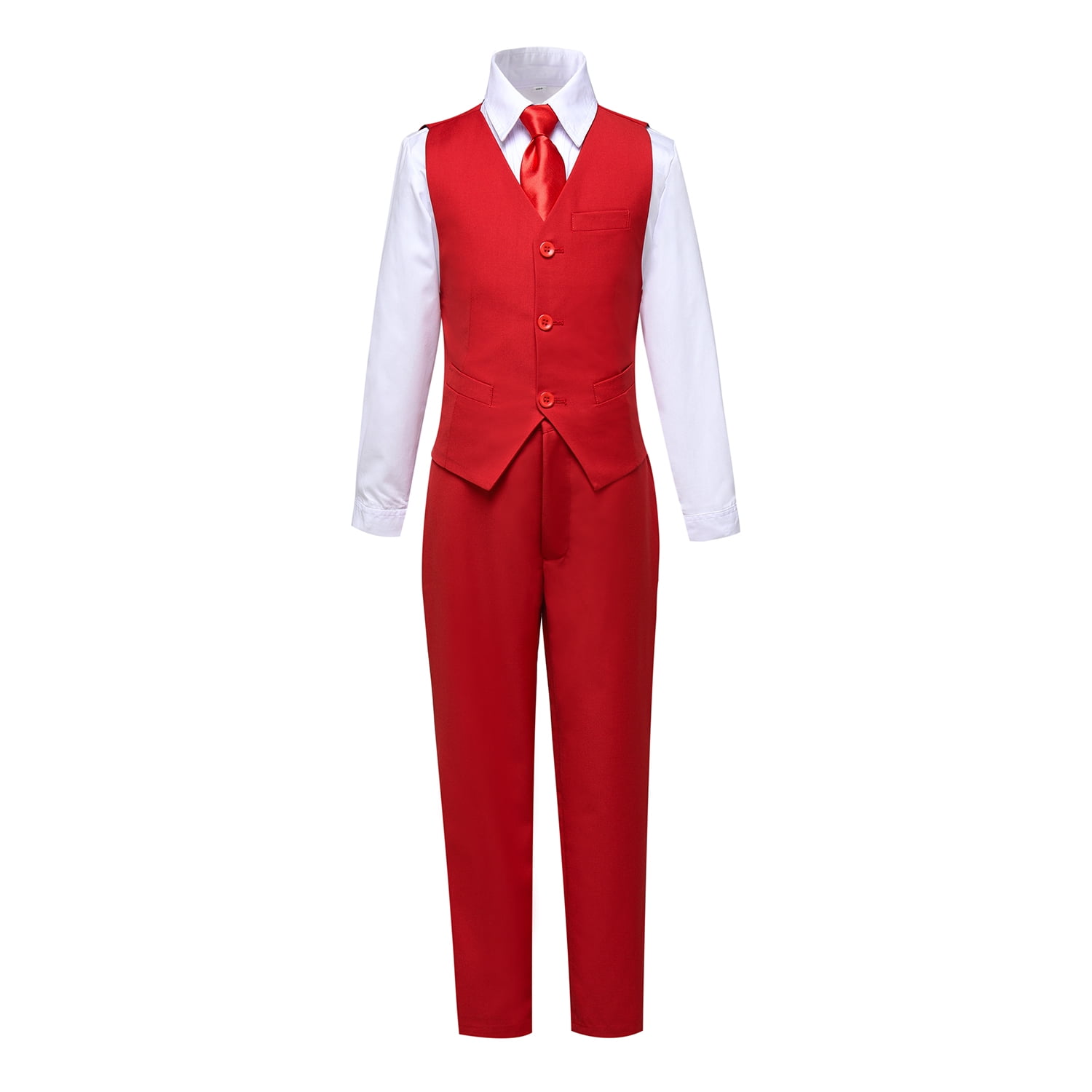 Boys 4-Piece Formal Wear Set Suit Vest Shirt Pants Tie Perfect for ...