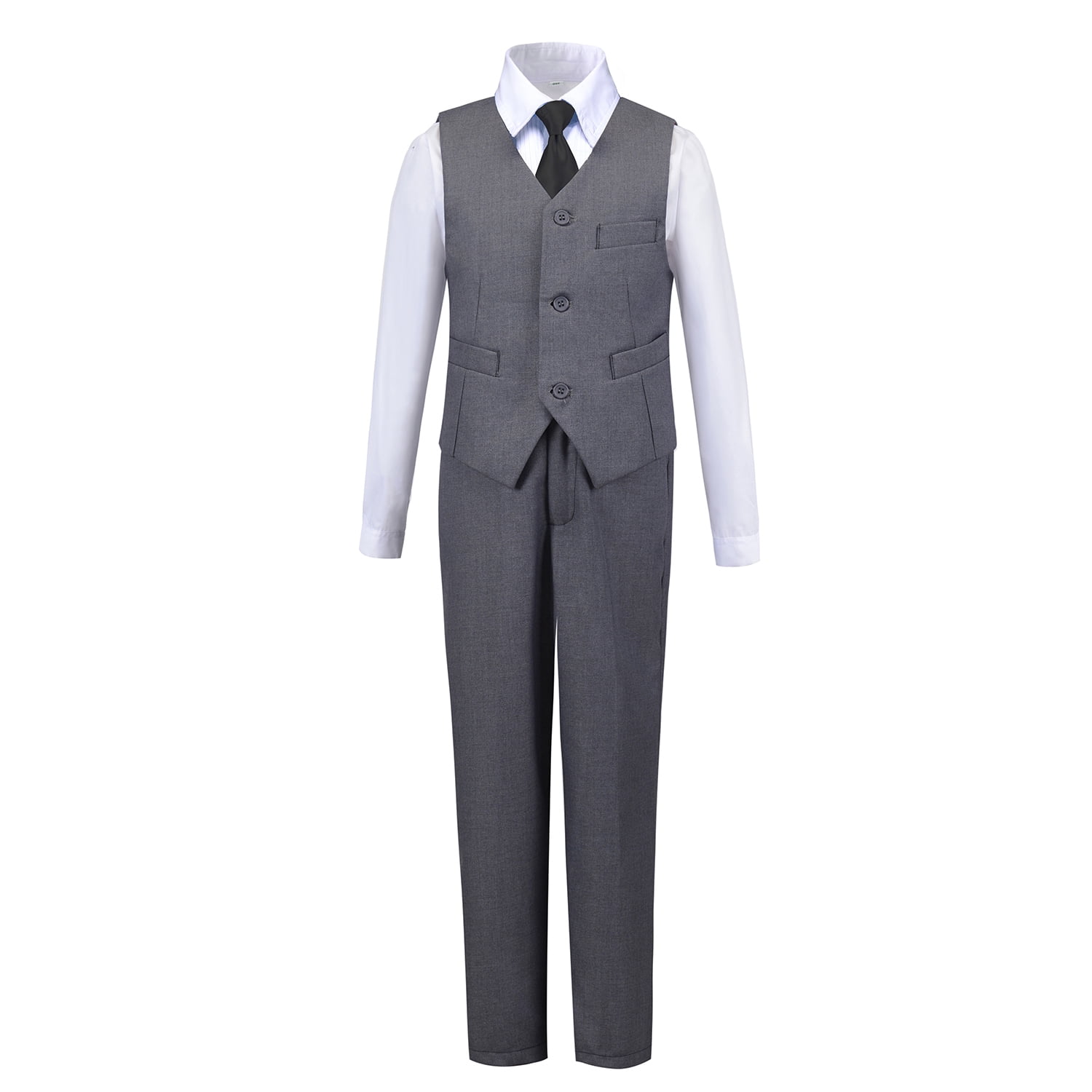 Boys 4-Piece Formal Wear Set Suit Vest Shirt Pants Tie Perfect for ...