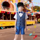 Boys 4-Piece Shiny Sequin Formal Outfit – Vest, Shirt, Pants & Bowtie ...