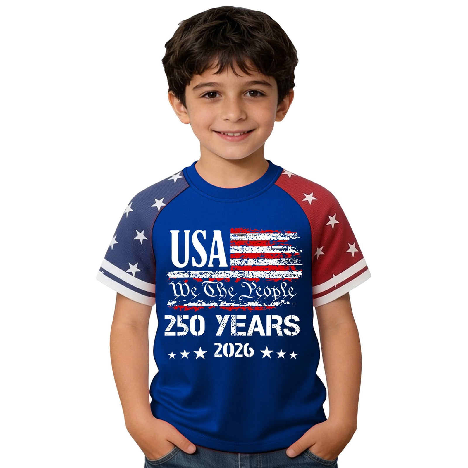 Boys 4th Of July Shirt Stretch Casual 250 Anniversary T-Shirt ...