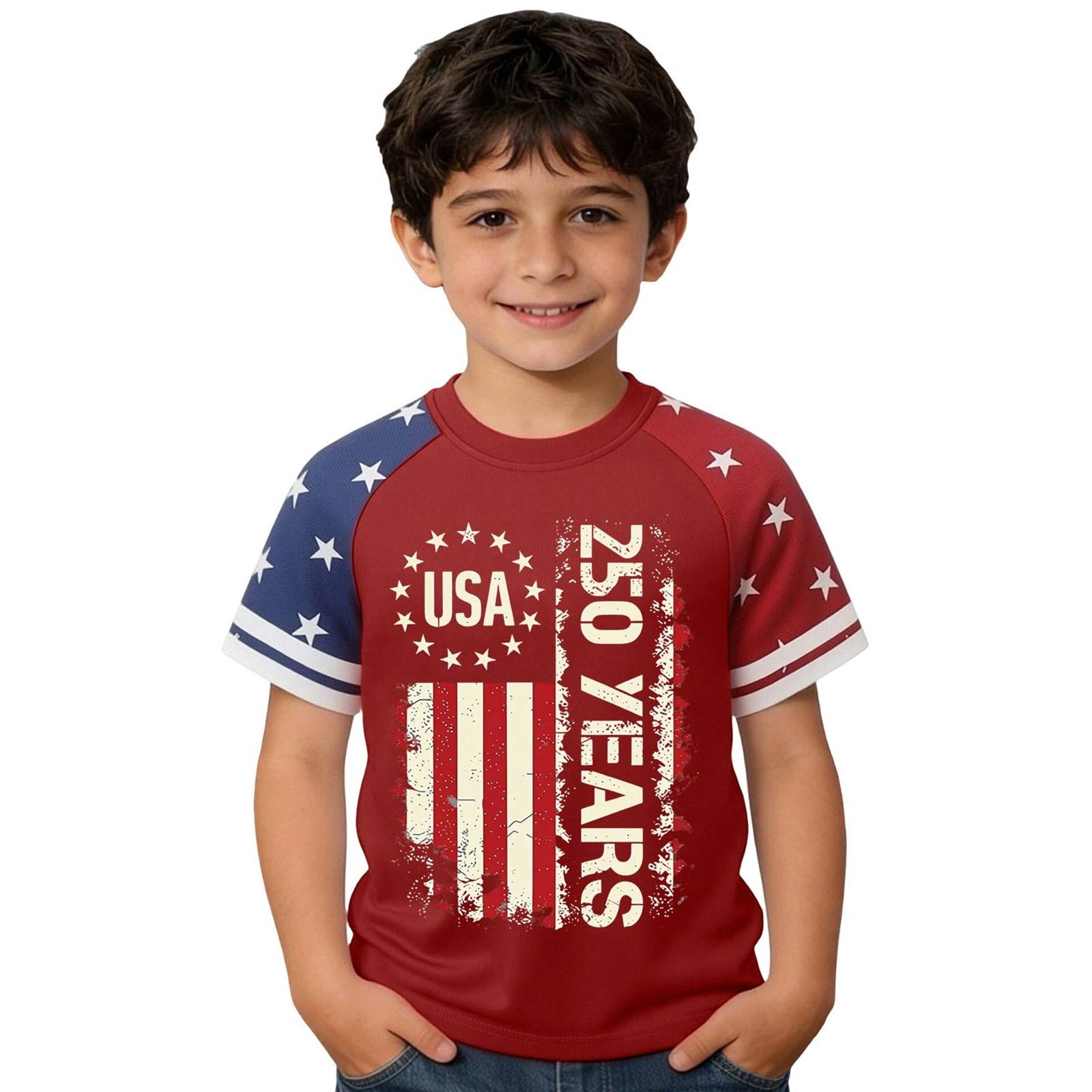 Boys 4th Of July Shirt Stretch Casual American Flag T-Shirt Breathable ...