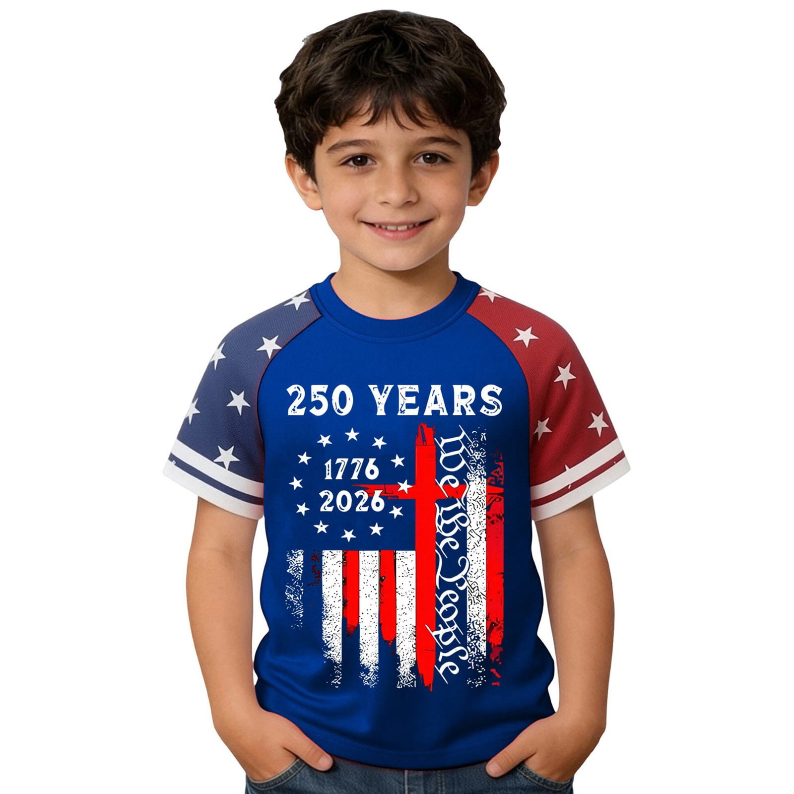 Boys 4th of July Graphic Tops Patriotic 250th Anniversary T Shirt ...